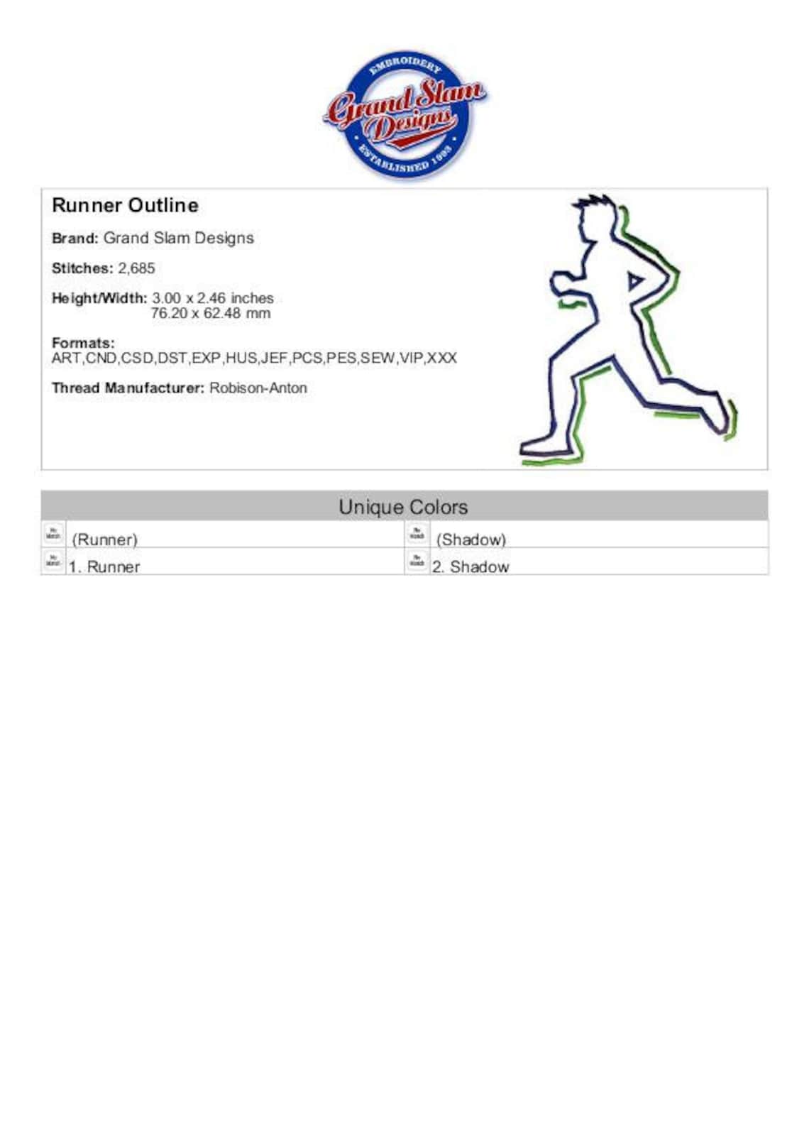 Runner Outline Machine Embroidery Design - Etsy