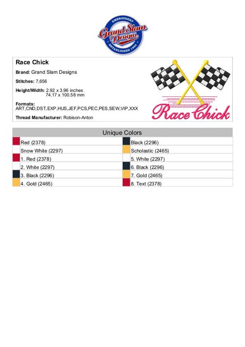 Checkered Flags Race Chick Machine Embroidery Design | Etsy