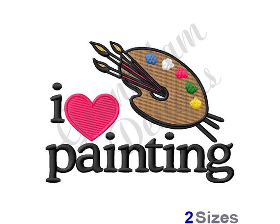 I Love Painting Palette Machine Embroidery Design | Etsy