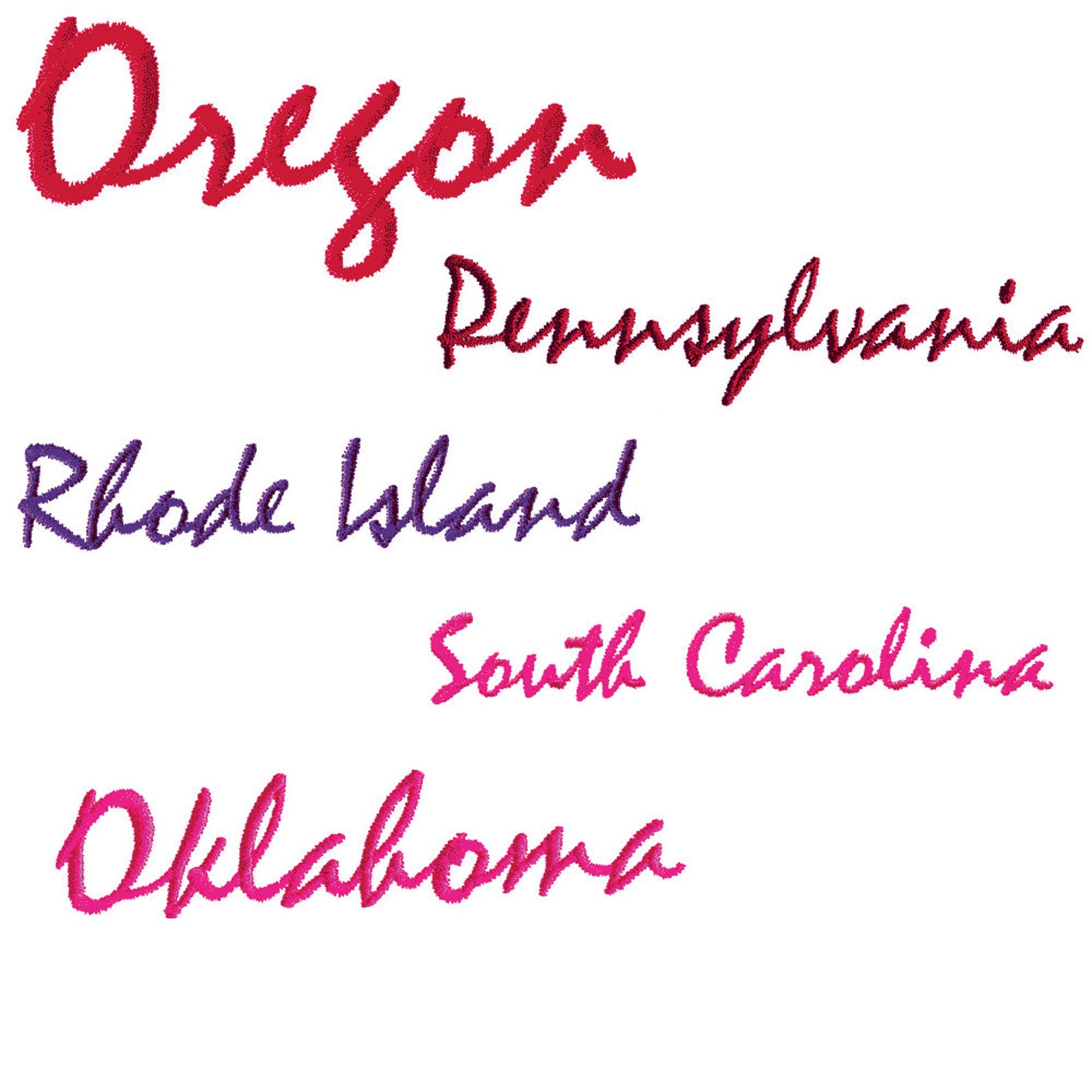 50 State Names in 2 Sizes Machine Embroidery Design - Etsy