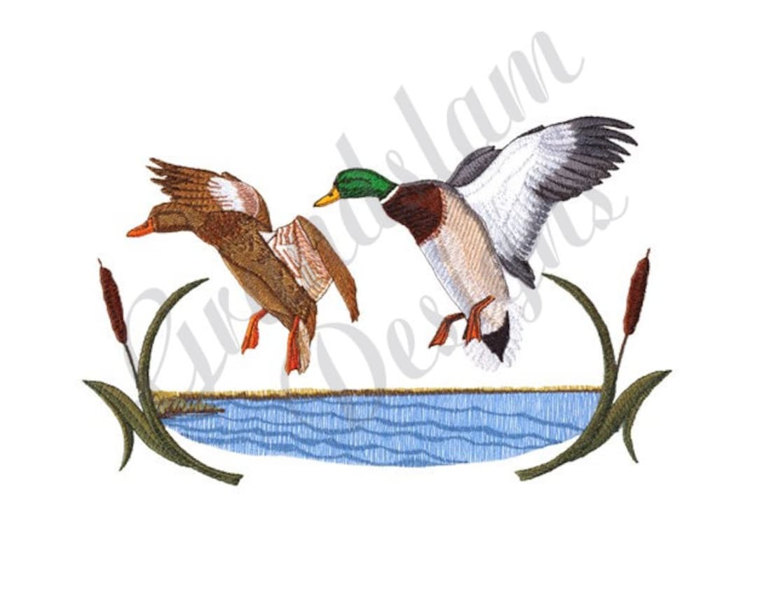 Two Mallard Ducks Machine Embroidery Design, Embroidery Designs ...