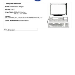 Computer Outline -machine Embroidery Design, Embroidery Designs ...