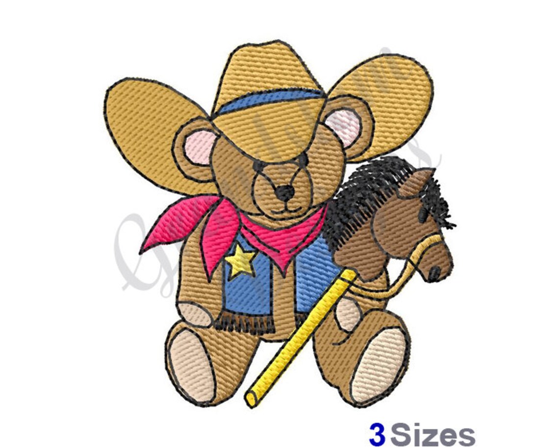Baby Cowboy Teddy Bear - Machine Embroidery Design - Etsy