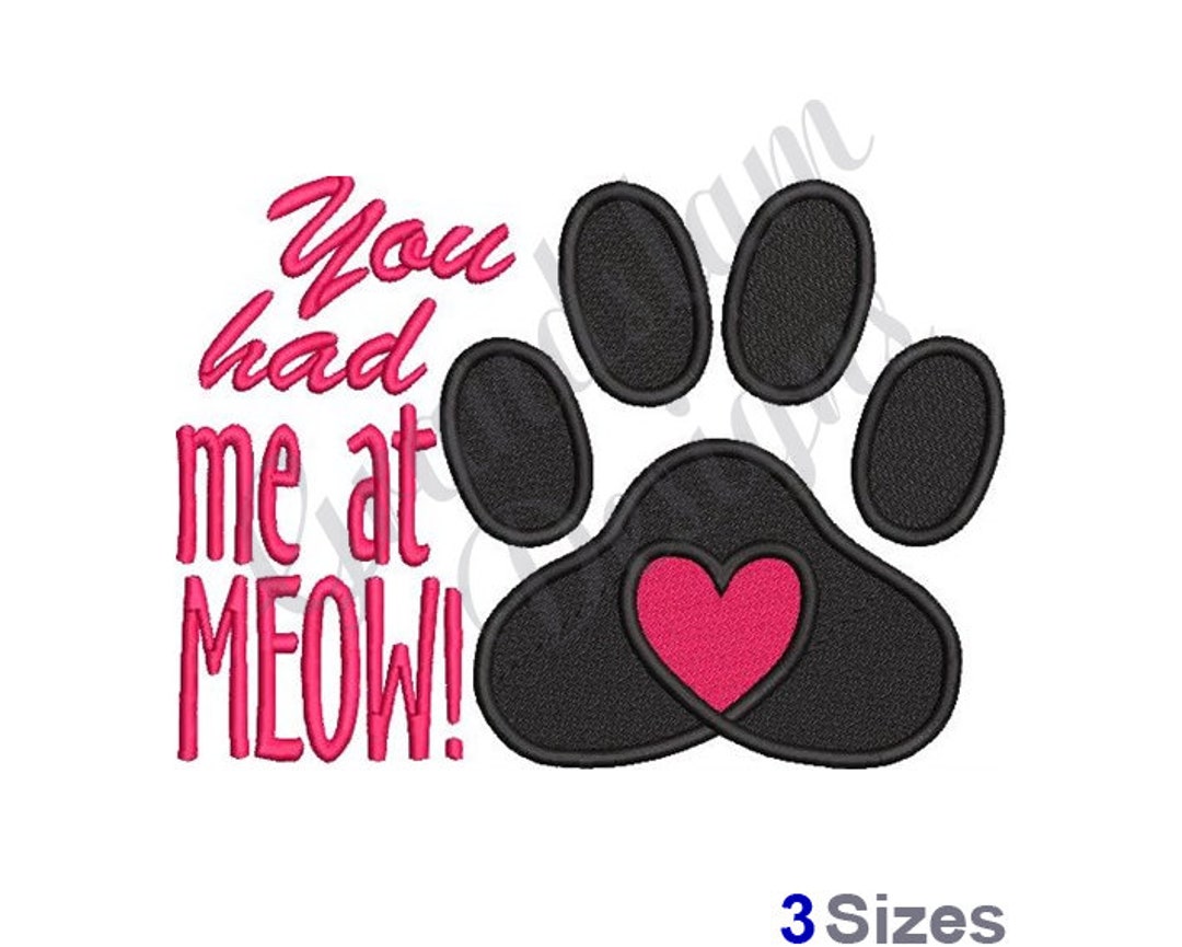 Meow Cat Paw Embroidery Design – Instant Download (PES, DST, JEF) - Etsy