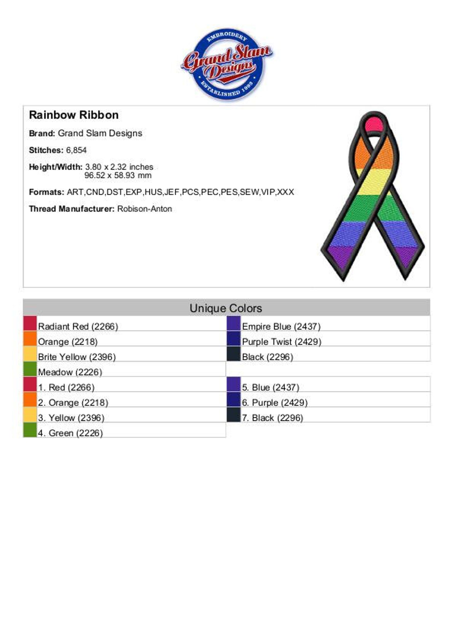 Rainbow Ribbon Machine Embroidery Design | Etsy