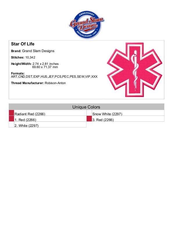 Star of Life - Machine Embroidery Design, Embroidery Designs, Machine ...