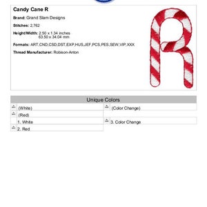 Candy Cane Letter R - Machine Embroidery Design - Etsy