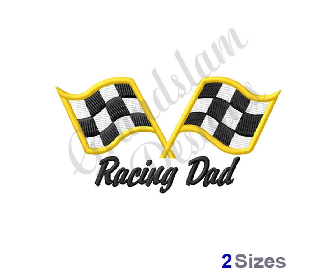 Racing Dad Checkered Flags - Machine Embroidery Design - Etsy