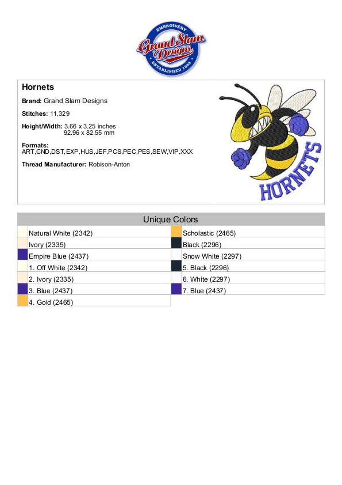 Hornets Machine Embroidery Design Embroidery Designs - Etsy