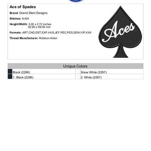 Ace of Spades - Machine Embroidery Design - Etsy