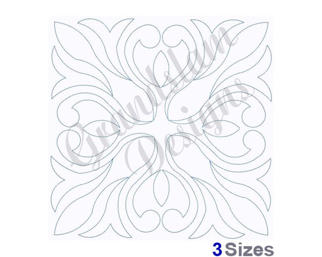 Leaf Square Outline Quilt Block - Machine Embroidery Design, Embroidery ...