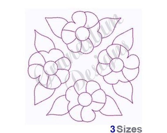Outline Of Flowers Machine Embroidery Design Embroidery | Etsy