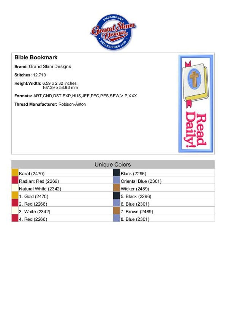 Bible Bookmark Machine Embroidery Design | Etsy