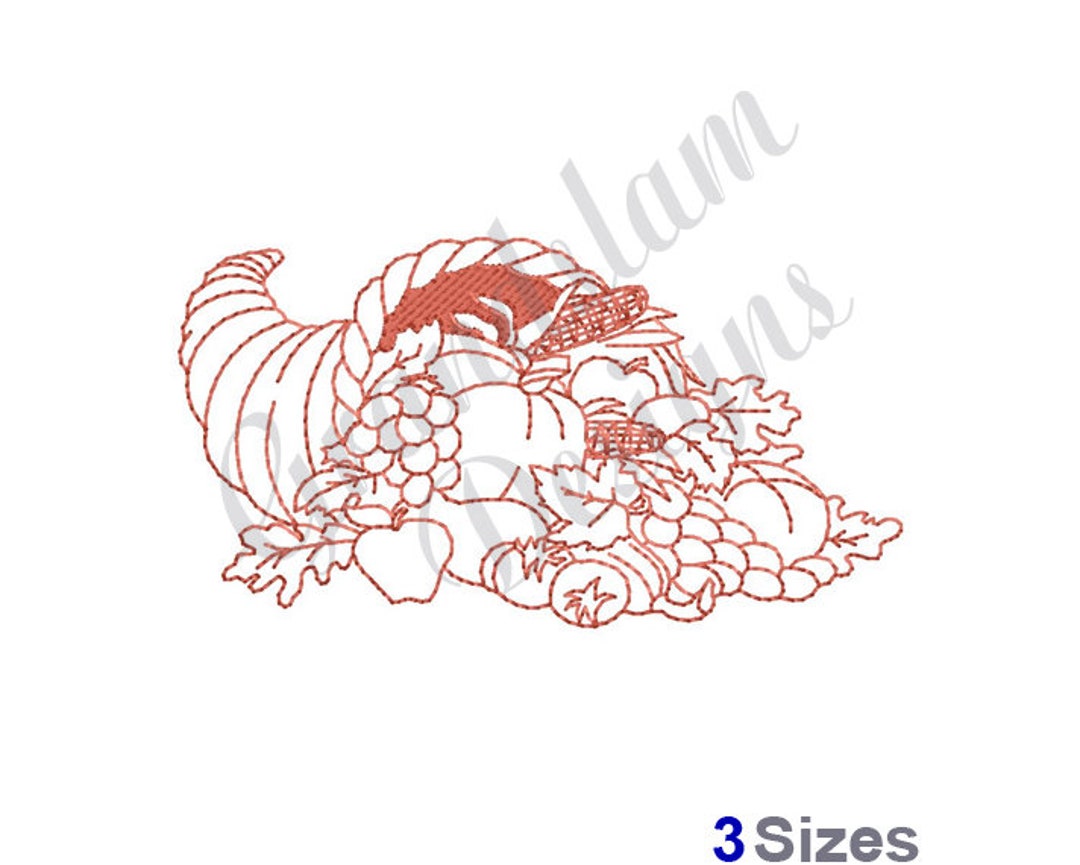 Cornucopia Redwork - Machine Embroidery Design, Quilting, Machine ...