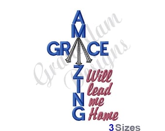 Amazing Grace Cross Machine Embroidery Design Instant Download for 4x4 ...