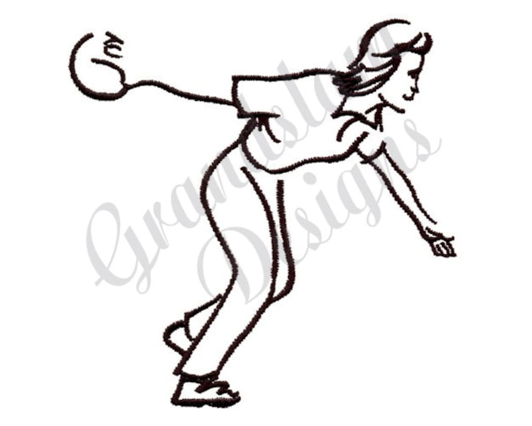 Woman Bowler Outline - Machine Embroidery Design - Etsy