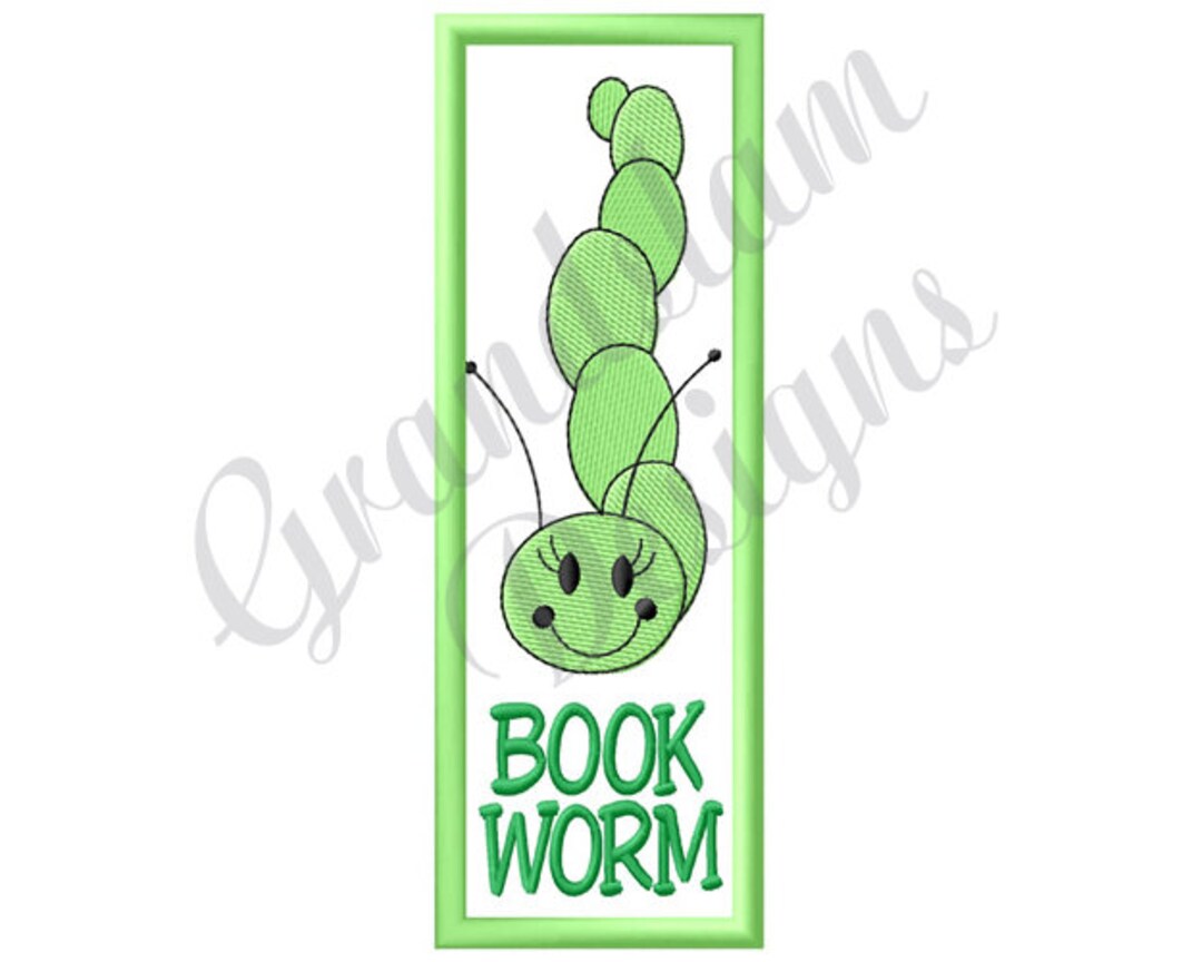 Book Worm Bookmark - Machine Embroidery Design - Etsy