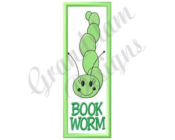 Book Worm Bookmark Machine Embroidery Design | Etsy