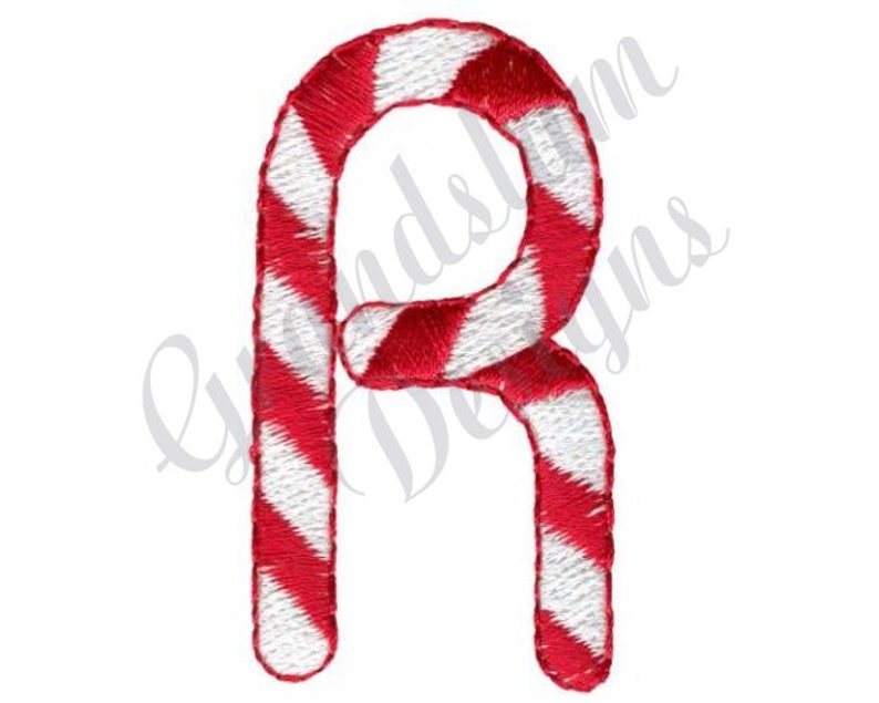 Candy Cane Letter R Machine Embroidery Design - Etsy