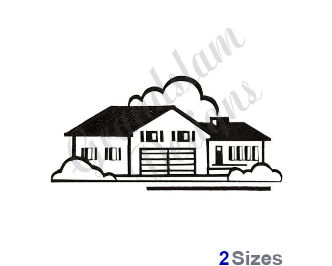 Ranch House Outline - Machine Embroidery Design - Etsy