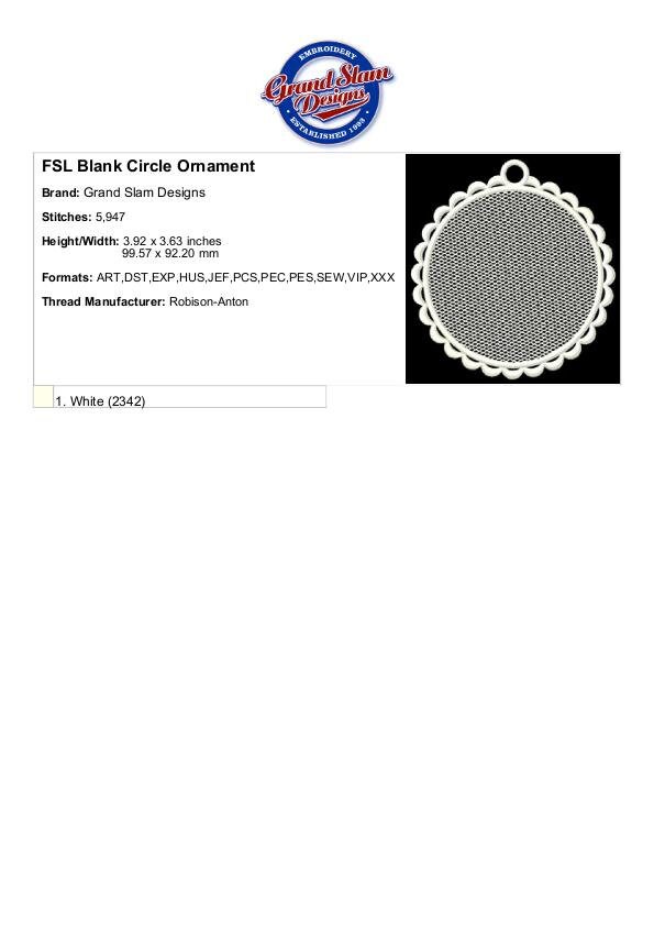 Fsl Blank Circle Ornament Machine Embroidery Design - Etsy