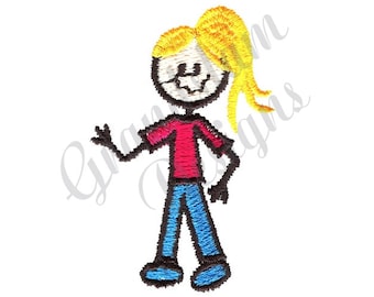 Stick Figure Family, Machine Embroidery Design, Redwork Embroidery ...