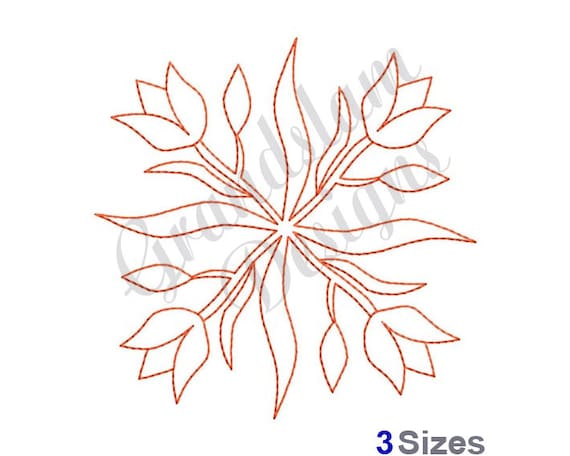 Tulips Outline Machine Embroidery Design Embroidery - Etsy