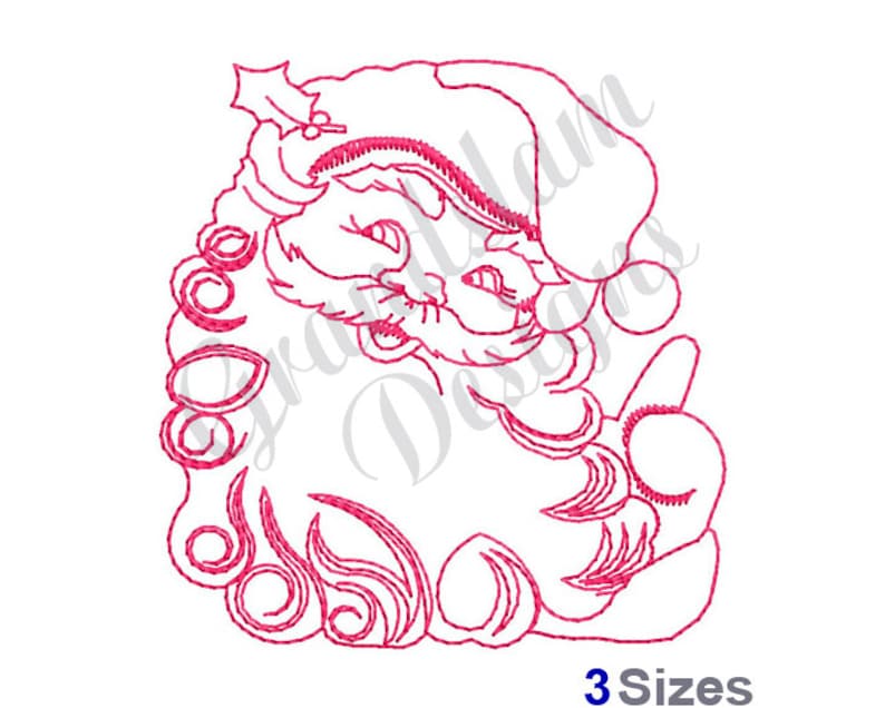 Santa Face Redwork Machine Embroidery Design - Etsy