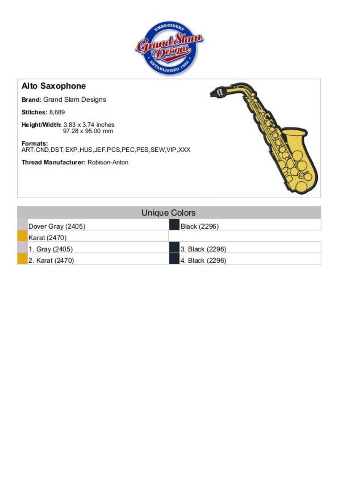 Alto Saxophone - Machine Embroidery Design - Etsy