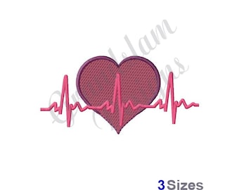 EKG Heart Beat Machine Embroidery Design - Etsy