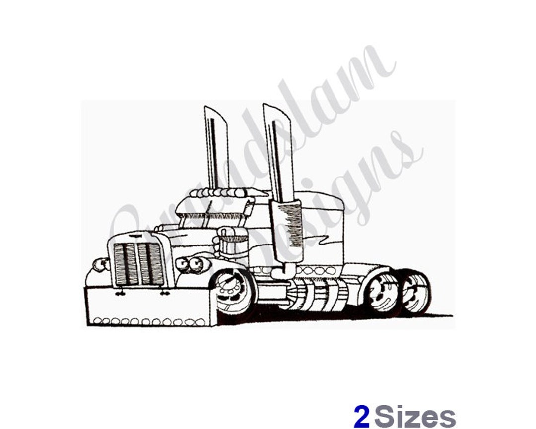 Semi Truck Outline - Machine Embroidery Design - Etsy