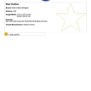Star Outline Machine Embroidery Design, Embroidery Designs, Machine ...