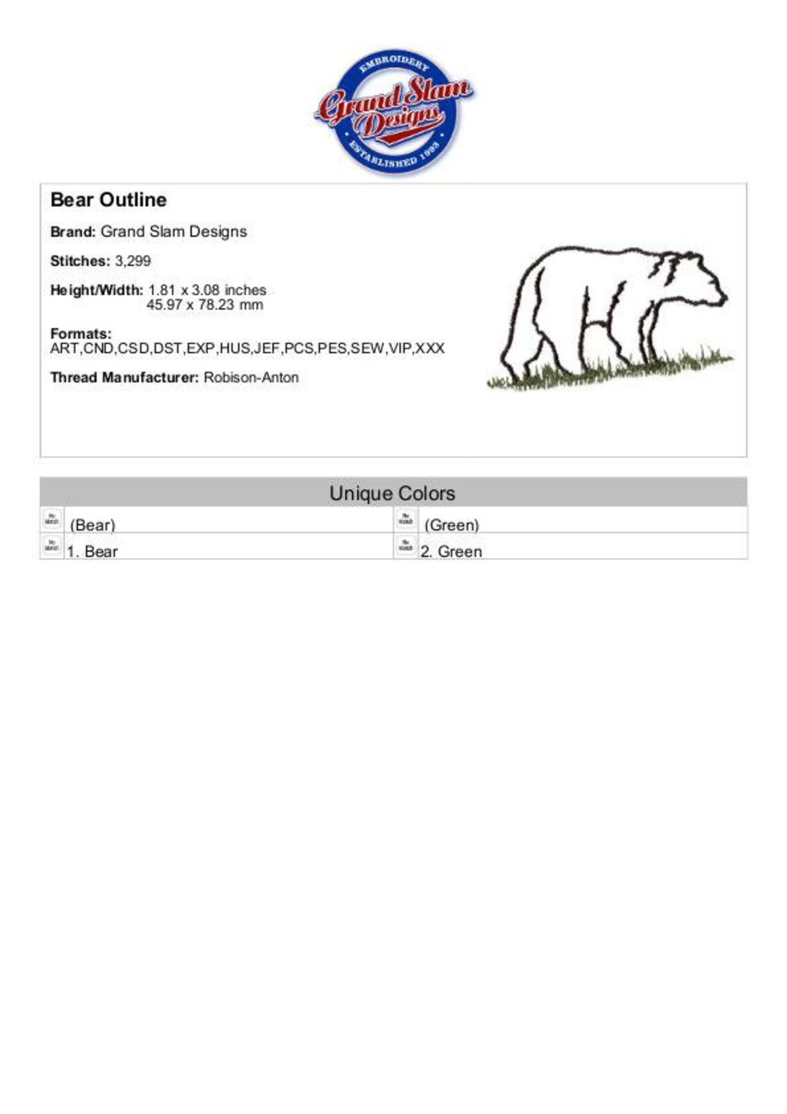 Bear Outline Machine Embroidery Design - Etsy