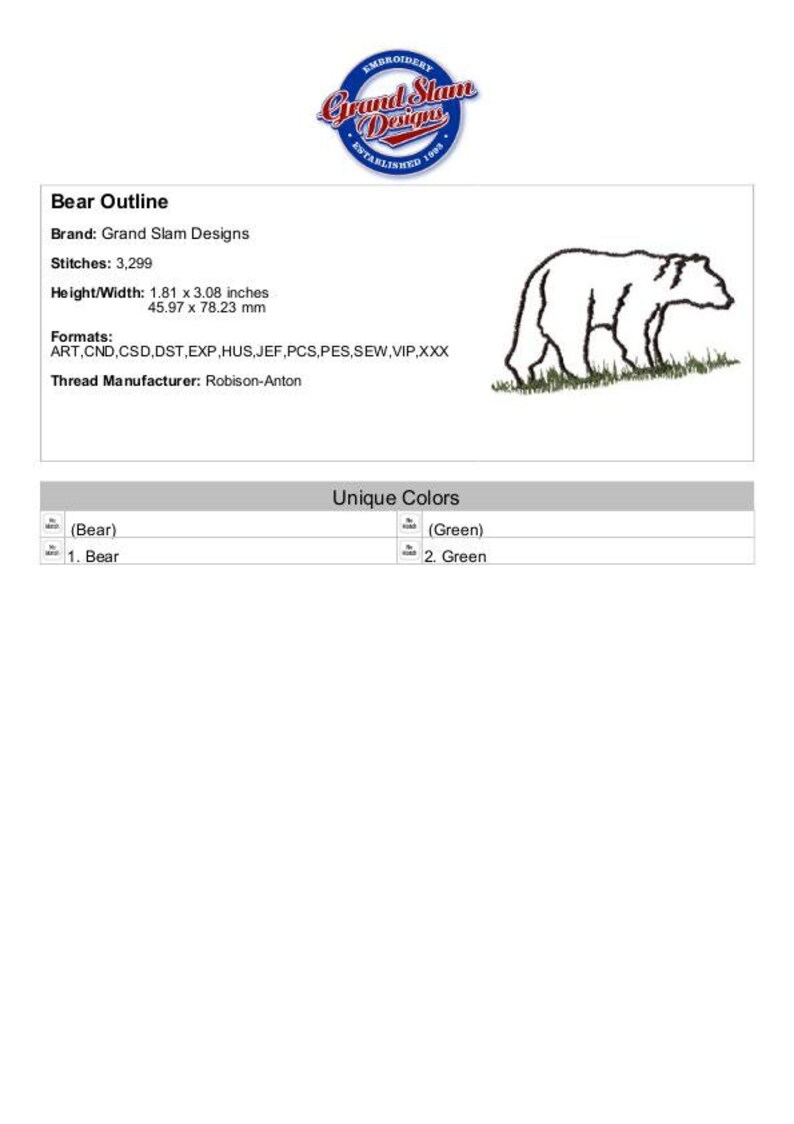 Bear Outline Machine Embroidery Design - Etsy