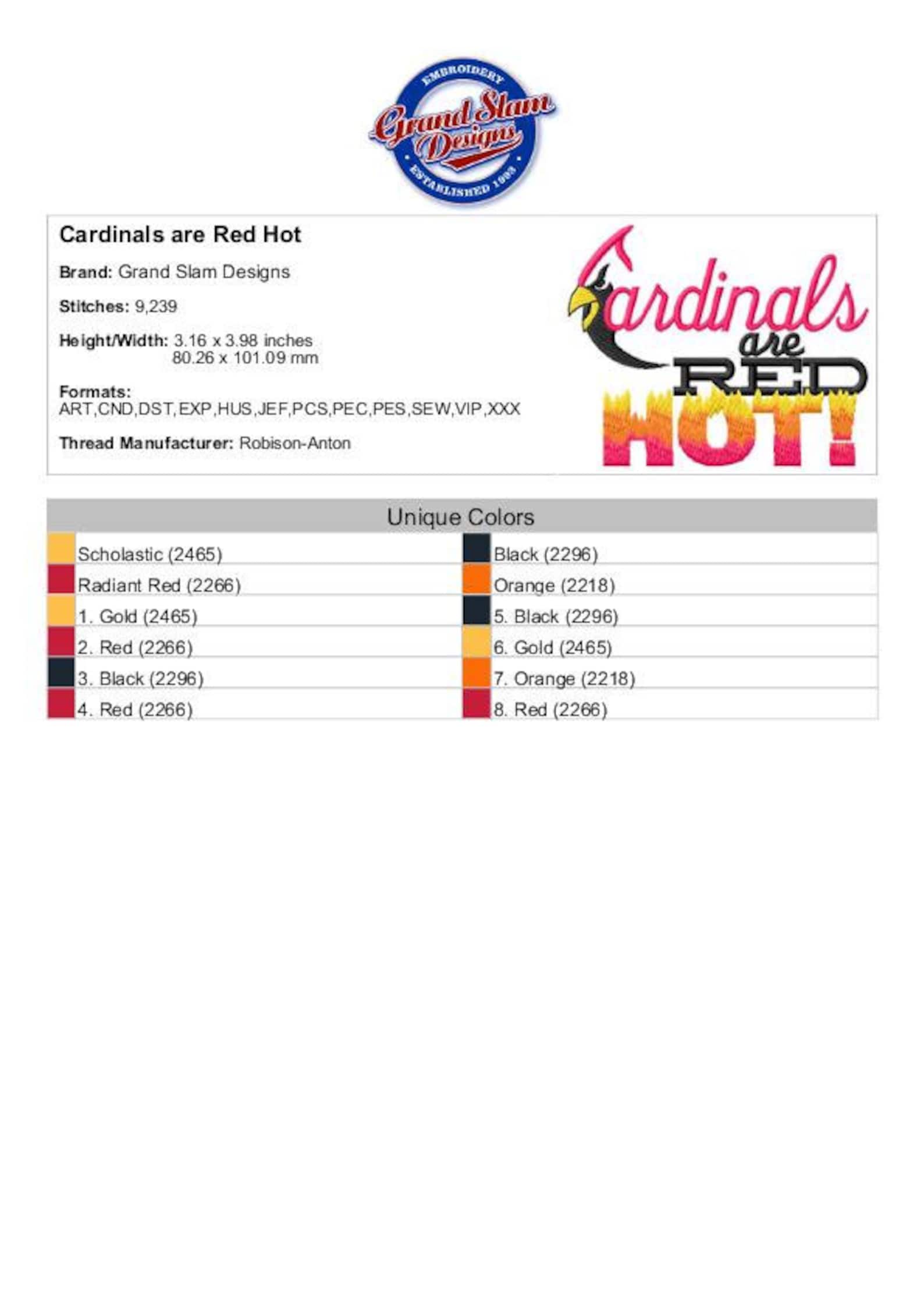 Cardinals Are Red Hot Machine Embroidery Design | Etsy