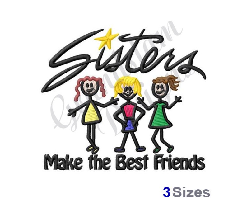 Sisters Best Friends Machine Embroidery Design - Etsy