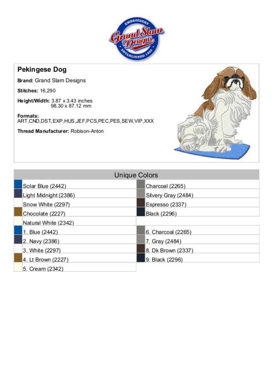 Pekingese Dog - Machine Embroidery Design - Etsy