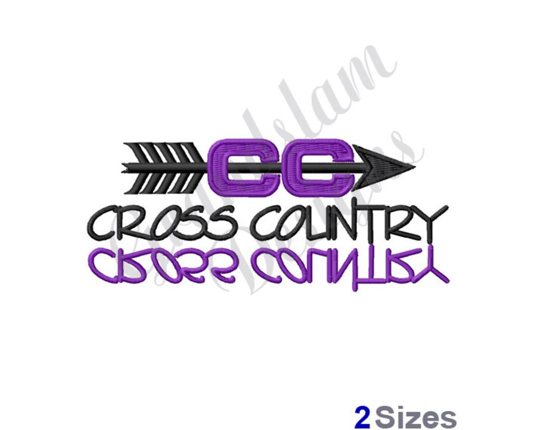 Cross Country Text With Logo - Machine Embroidery Design - Etsy