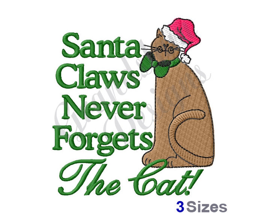 Santa Cat - Machine Embroidery Design - Etsy