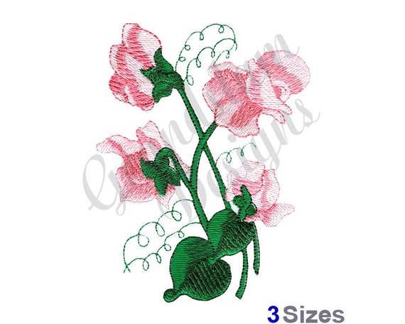 Sweet Peas Machine Embroidery Design Etsy Ireland