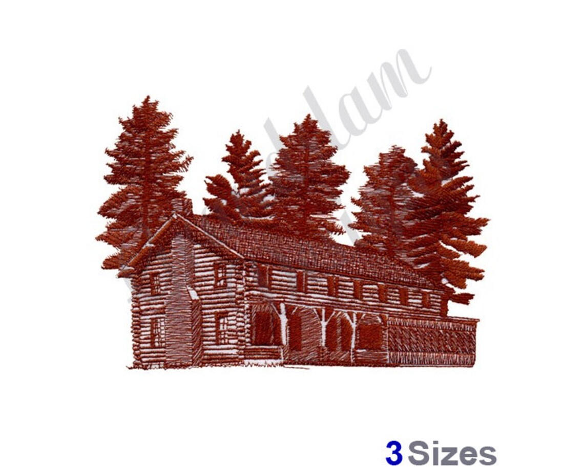 Cabin Sketch Machine Embroidery Design - Etsy