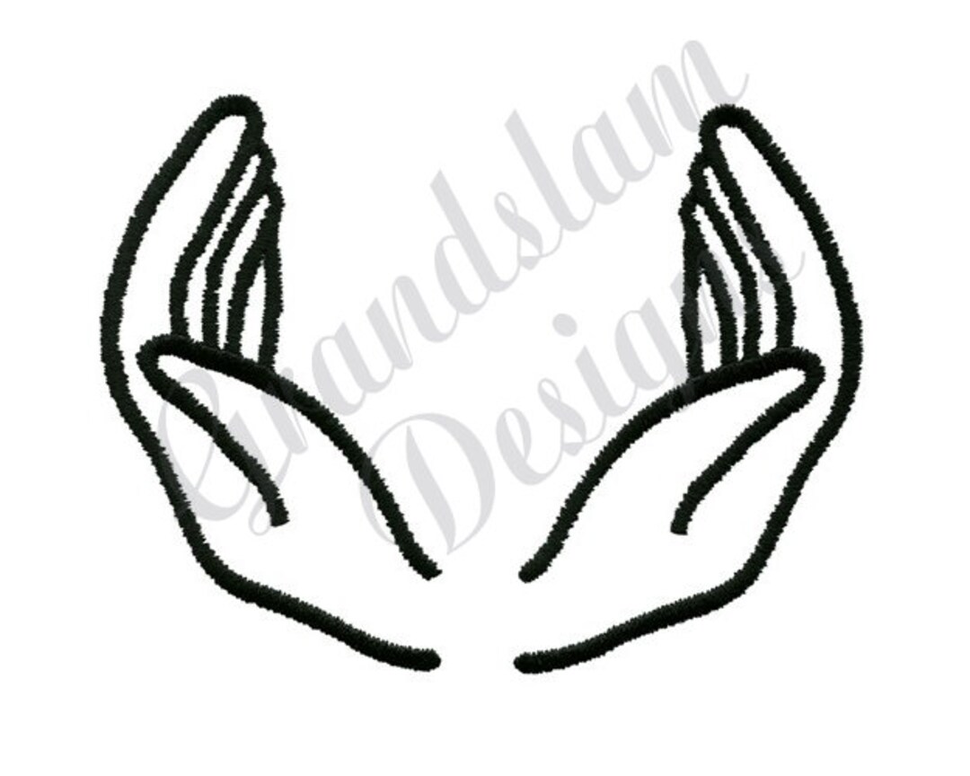 Cupped Hands Outline - Machine Embroidery Design - Etsy