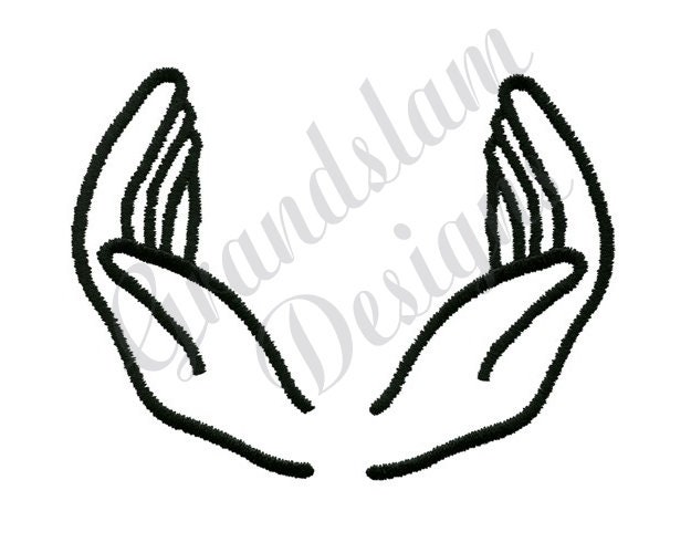 Cupped Hands Outline Machine Embroidery Design - Etsy