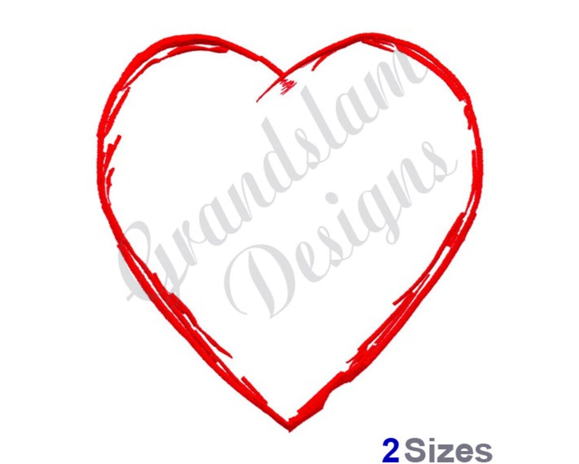 Scribble Heart Outline Machine Embroidery Design - Etsy
