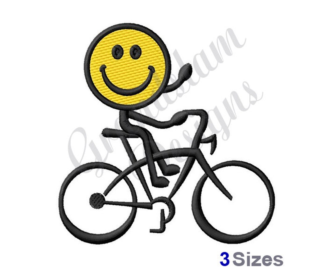 Smiley Bike Rider - Machine Embroidery Design - Etsy
