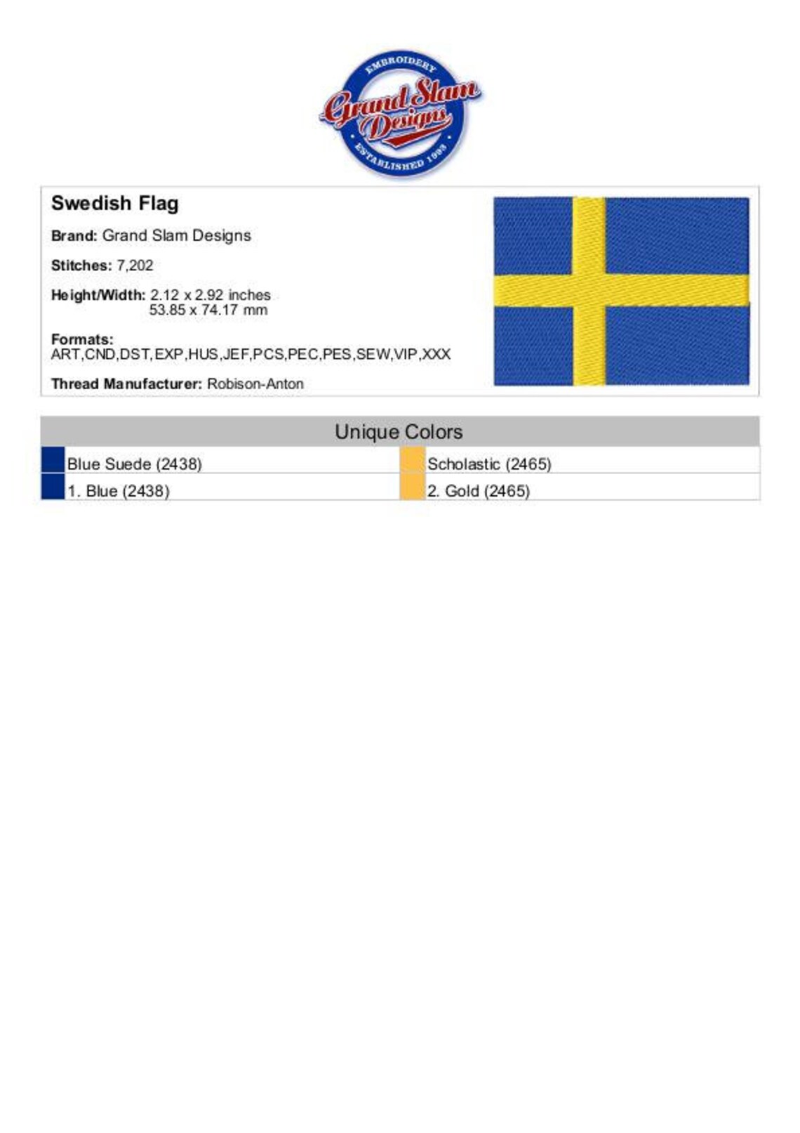 Swedish Flag Machine Embroidery Design Embroidery Designs | Etsy