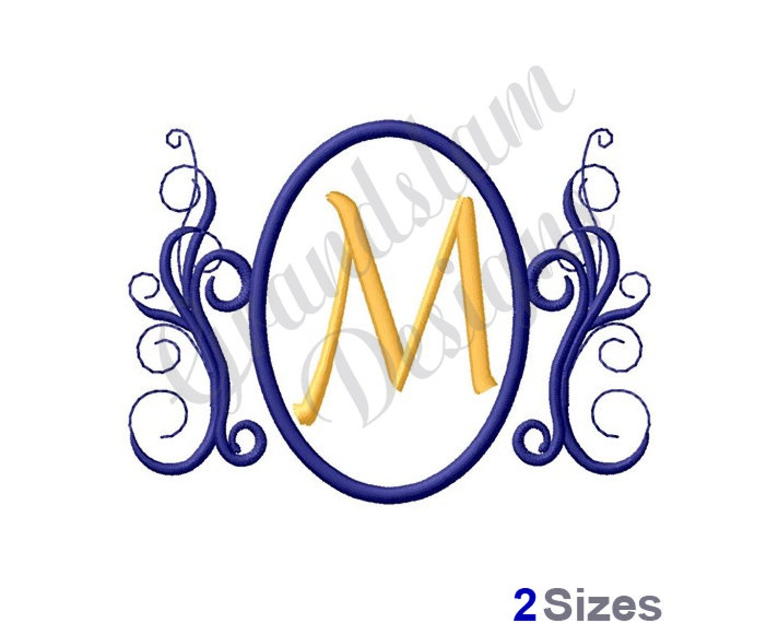 Oval Swirl Monogram M - Machine Embroidery Design - Etsy