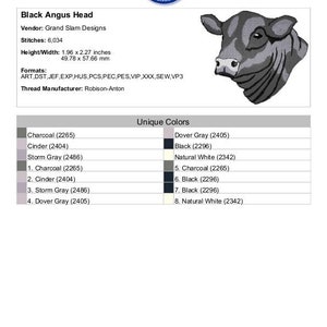 Black Angus Head Machine Embroidery Design, Embroidery Designs, Machine ...