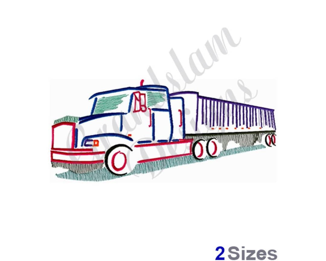 Semi Truck Outline - Machine Embroidery Design, Embroidery Designs ...