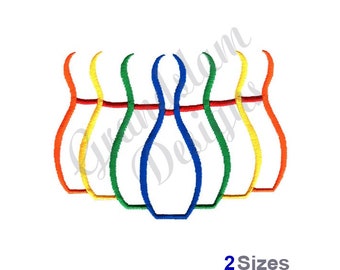Bowling Machine Embroidery Design, Bowling Pins Outline Embroidery ...